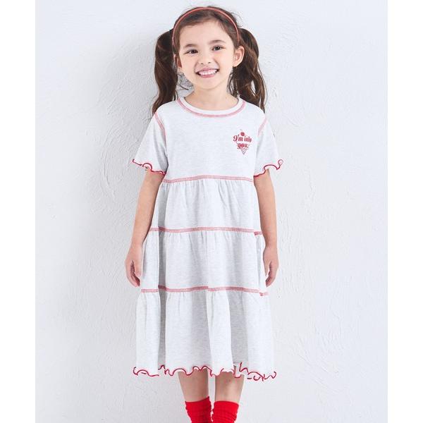 ZOZO問い合わせ番号:105315231ショップ:pairmanon，ペアマノンブランド:pairmanon，ペアマノン，coucou manon，ククゥ マノン商品名:【綿100%】ガールズ 配色ステッチ ティアード切り替えワンピースカ...