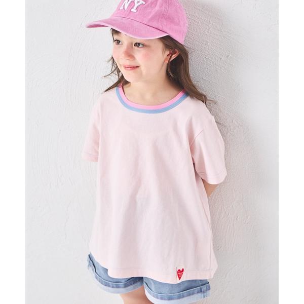 ZOZO問い合わせ番号:105315234ショップ:pairmanon，ペアマノンブランド:pairmanon，ペアマノン，coucou manon，ククゥ マノン商品名:【綿100%】ガールズ ハートタグ付き 配色ダブルリンガーTシャツカ...