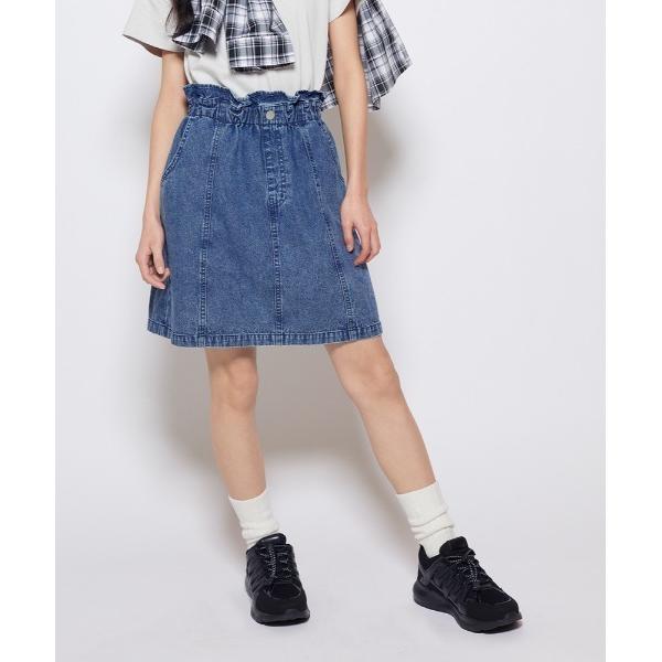 『タイムセール実施中』ZOZO問い合わせ番号:105351778ショップ:Right-on，ライトオンブランド:Right-on，ライトオン商品名:【VIVIAN BLUE】ウエストフリル 台形デニムスカート (通園・通学 / キッズ / ...