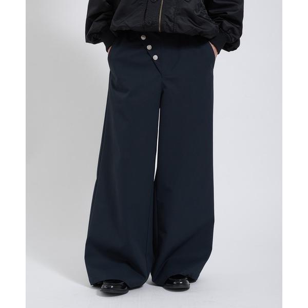 ZOZO問い合わせ番号:105352321ショップ:Perushu，ペルーシュブランド:Perushu，ペルーシュ商品名:SAILOR STYLE ASYMMETRIC BUTTON WIDE SLACKS／セーラーデザインアシンメトリーボ...