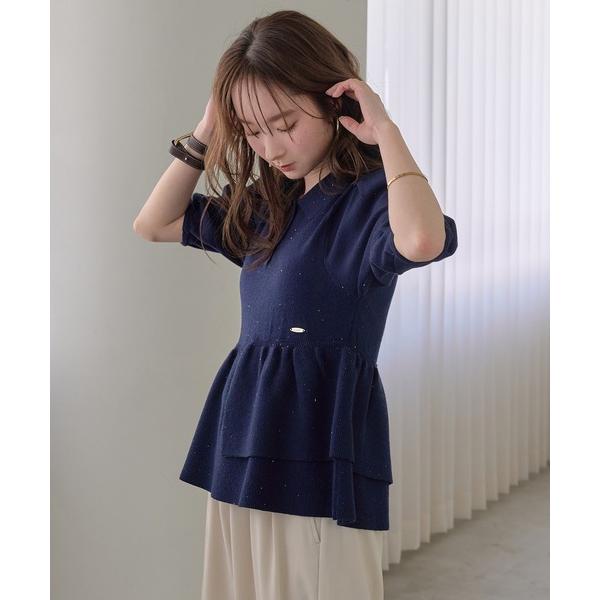 ZOZO問い合わせ番号:105352368ショップ:mideal，マイディールブランド:mideal，マイディール商品名:sequin peplum polo knit / スパンコールペプラムポロニットカテゴリ:トップス>ニット/セ...
