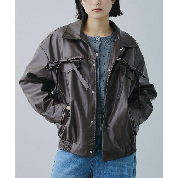 ZOZO問い合わせ番号:105388680ショップ:Ada.，エイダブランド:Mirette，ミレット商品名:フロントリボンポケット 合成皮革 ブルゾン / Front Ribbon Pocket Jacketカテゴリ:ジャケット/アウター...