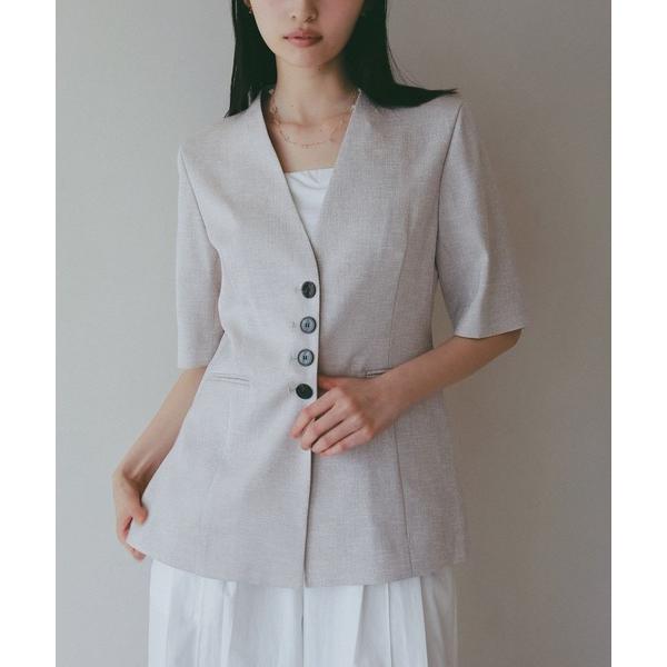ZOZO問い合わせ番号:105425945ショップ:A part by，アパートバイブランド:A part by，アパートバイ商品名:フィットノーカラーSSジャケット/カテゴリ:ジャケット/アウター>ノーカラージャケットブランド品番:...