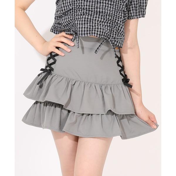 ZOZO問い合わせ番号:105426659ショップ:BABYDOLL，ベビードールブランド:PINKHUNT，ピンクハント商品名:PINKHUNT サイドレースアップフリルスカート 1504Kカテゴリ:スカート>デニムスカートブランド...