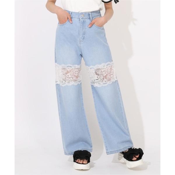 ZOZO問い合わせ番号:105426661ショップ:BABYDOLL，ベビードールブランド:PINKHUNT，ピンクハント商品名:PINKHUNT レース切替えデニムロングパンツ 1506Kカテゴリ:パンツ>チノパンツブランド品番:P...