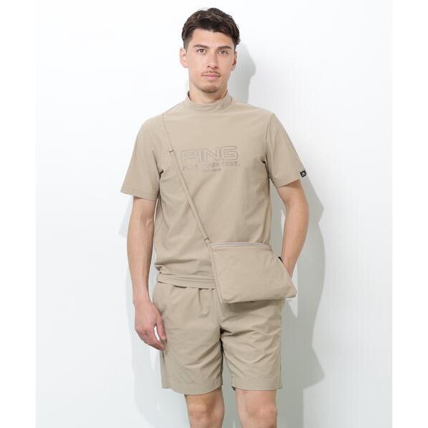 ZOZO問い合わせ番号:105463361ショップ:the HOUSE，ザハウスブランド:PING，ピン商品名:【PING APPAREL】全方向ストレッチドットメッシュ半袖ハイネックシャツ×ショートパンツ ＜PERFORMANCE＞ (M...