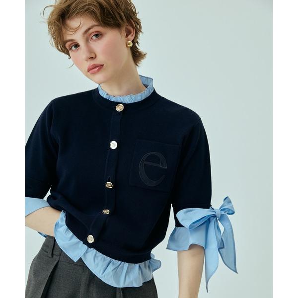 ZOZO問い合わせ番号:105463708ショップ:EIMY ISTOIRE，エイミーイストワールブランド:EIMY ISTOIRE，エイミーイストワール商品名:アタッチドハーフスリーブカーディガンカテゴリ:トップス>カーディガン/ボ...