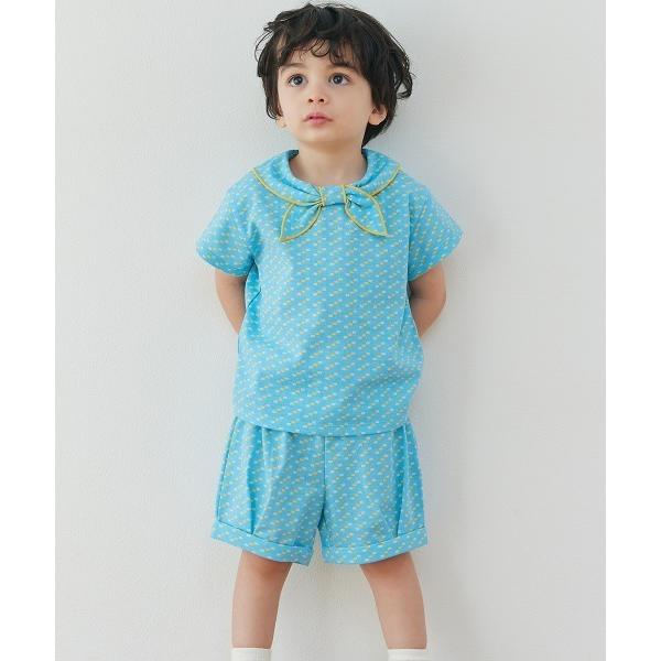 ZOZO問い合わせ番号:105464151ショップ:moimoln，モイモルンブランド:moimoln，モイモルン商品名:【吸汗速乾】【セットアップ】リボンカラー幾何学柄半袖トップス＆パンツカテゴリ:ジャケット/アウター>セットアップ...