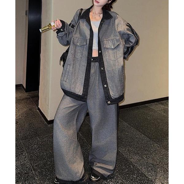 『タイムセール実施中』ZOZO問い合わせ番号:105465265ショップ:Ulysses，ユリシスブランド:LAFFMO，ラフモ商品名:【セットアップ】デニムオーバーサイズジャケット＆ワイドパンツ 上下２点セットカテゴリ:ジャケット/アウタ...