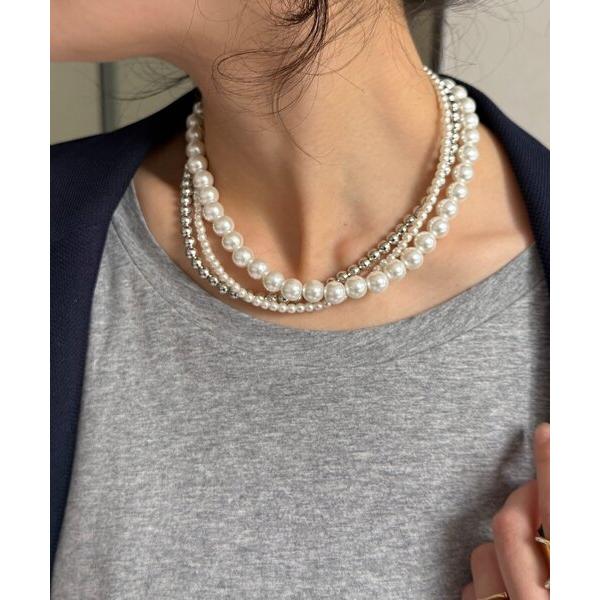 ZOZO問い合わせ番号:105465440ショップ:DouDou，ドゥドゥブランド:DouDou，ドゥドゥ商品名:パール×シルバーボールチェーン3連マグネットネックレスカテゴリ:アクセサリー>ネックレスブランド品番:DDZ106121...