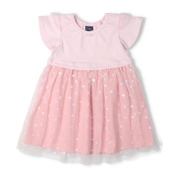 ZOZO問い合わせ番号:105465560ショップ:こどもの森e-shop，コドモノモリイーショップブランド:Crescent，クレッセント商品名:ハート柄チュールスカート半袖ワンピースカテゴリ:ワンピース/ドレス>ワンピースブランド...