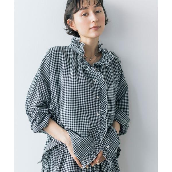 『タイムセール実施中』ZOZO問い合わせ番号:105468200ショップ:studio CLIP，スタディオクリップブランド:studio CLIP，スタディオクリップ商品名:《natural by clip》リネン混チェックフリルブラウス...