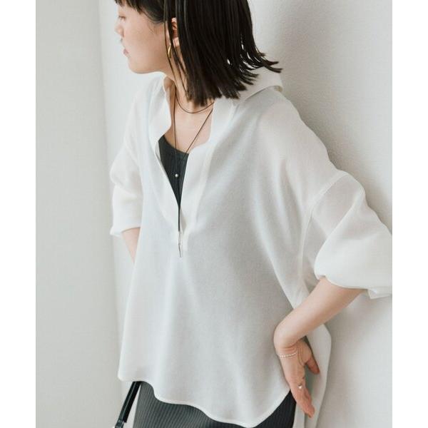 ZOZO問い合わせ番号:105503849ショップ:RIVE DROITE，リヴドロワブランド:RIVE DROITE，リヴドロワ商品名:予約【涼し気な抜け感】メッシュスキッパーシャツカテゴリ:トップス>シャツ/ブラウスブランド品番:...