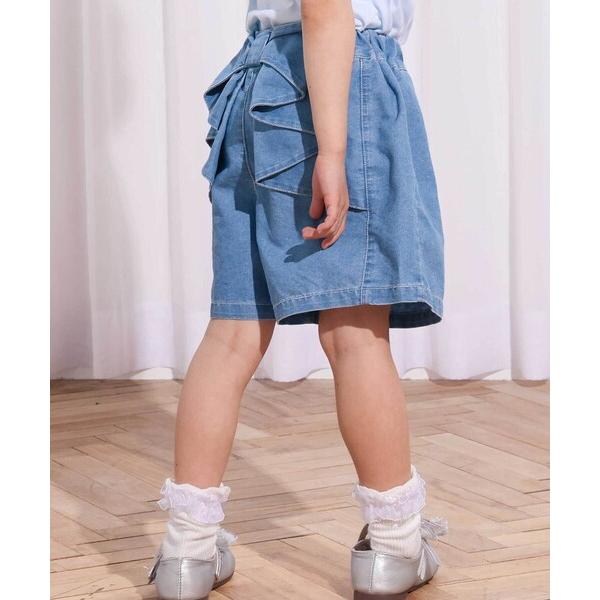 ZOZO問い合わせ番号:105504562ショップ:BEBE ONLINE STORE，ベベ オンラインストアブランド:SLAP SLIP，スラップスリップ商品名:デニム＆ツイルバックフリルリボンショートパンツ(90~130cm)カテゴリ:...