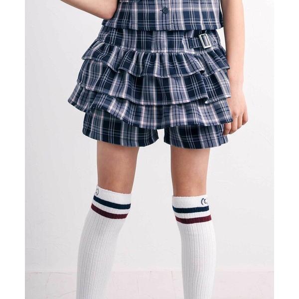 ZOZO問い合わせ番号:105504567ショップ:BEBE ONLINE STORE，ベベ オンラインストアブランド:nexchic，ネクシック商品名:バックフリルプリーツチェックツイルスカパン(110~150cm)カテゴリ:スカート&g...
