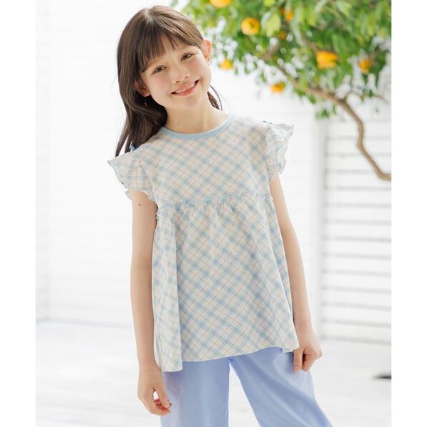 ZOZO問い合わせ番号:105505178ショップ:組曲，クミキョクブランド:組曲，クミキョク商品名:【110-140cm】 サマーチェックチュニックカテゴリ:トップス>Tシャツ/カットソーブランド品番:KKKGLM0409素材:オフ...