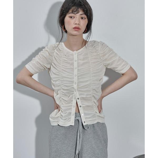 ZOZO問い合わせ番号:105505883ショップ:Auntie Rosa，アンティローザブランド:THE YOn，ザヨン商品名:2WAYシャーリングシアーハーフスリーブカーディガンカテゴリ:トップス>Tシャツ/カットソーブランド品番...