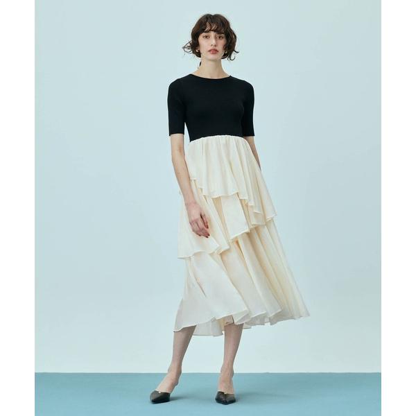 ZOZO問い合わせ番号:105506807ショップ:EIMY ISTOIRE，エイミーイストワールブランド:EIMY ISTOIRE，エイミーイストワール商品名:ニットドッキングラッフルワンピースカテゴリ:ワンピース/ドレス>ワンピー...