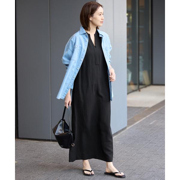 ZOZO問い合わせ番号:105509246ショップ:IENA，イエナブランド:SLOBE IENA，スローブイエナ商品名:リネン混キーネックコクーンワンピースカテゴリ:ワンピース/ドレス>ワンピースブランド品番:26040912300...