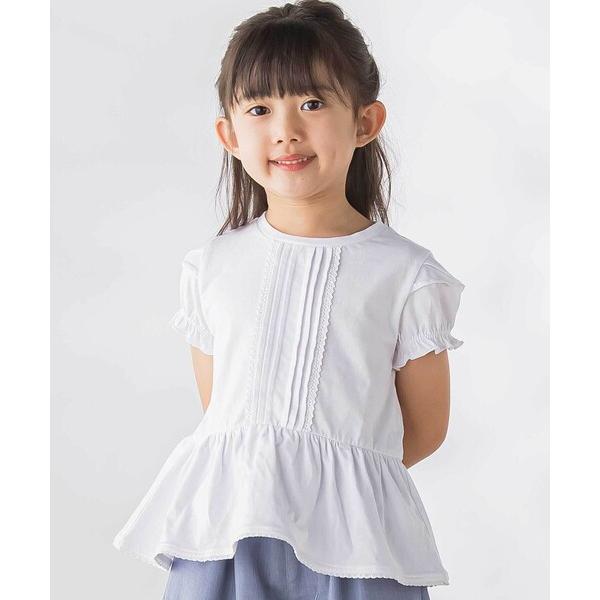 ZOZO問い合わせ番号:105545651ショップ:BEBE ONLINE STORE，ベベ オンラインストアブランド:BeBe Petits Pois Vert，ベベプチポワヴェール商品名:【店舗限定】レースタックフレア天竺半袖Tシャツカ...