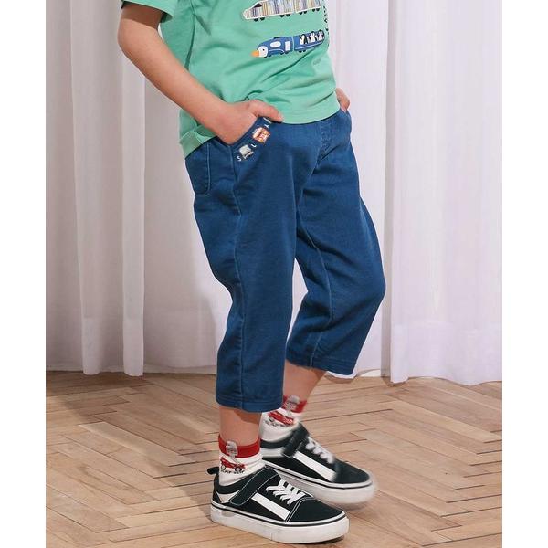 『タイムセール実施中』ZOZO問い合わせ番号:105545656ショップ:BEBE ONLINE STORE，ベベ オンラインストアブランド:SLAP SLIP，スラップスリップ商品名:ポケット電車刺しゅう7分丈デニムパンツ(80~130c...
