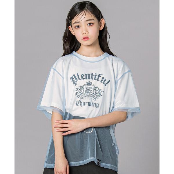 ZOZO問い合わせ番号:105545658ショップ:BEBE ONLINE STORE，ベベ オンラインストアブランド:ZIDDY，ジディ商品名:レイヤード風 シアーチュール ラメロゴTシャツ(130~160cm)カテゴリ:トップス>...