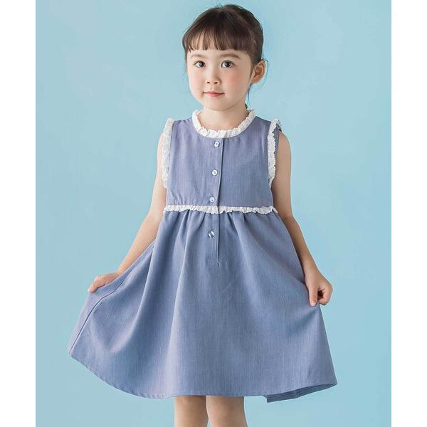 ZOZO問い合わせ番号:105545659ショップ:BEBE ONLINE STORE，ベベ オンラインストアブランド:BeBe Petits Pois Vert，ベベプチポワヴェール商品名:【店舗限定】レースフレアジャンパースカートカテゴ...