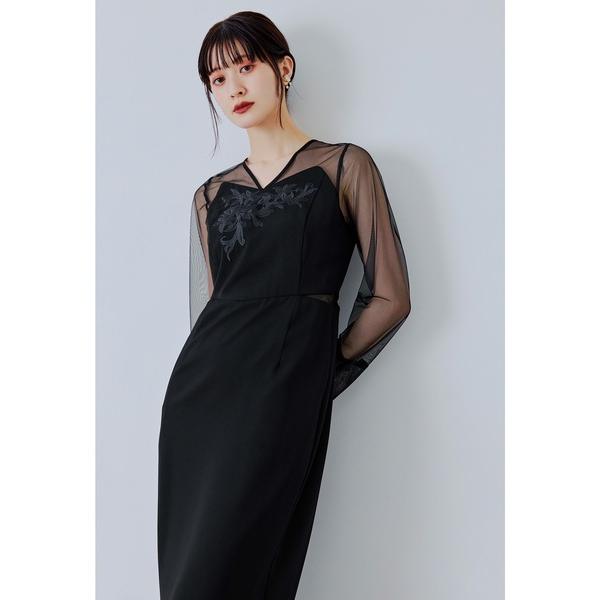 ZOZO問い合わせ番号:105546459ショップ:bflat，ビーフラットブランド:niana，ニアナ，ANDRESD，アンドレスド商品名:刺繍パネルアクセントドレス 結婚式 二次会 成人式 同窓会 パーティードレス オケージョンドレス ...