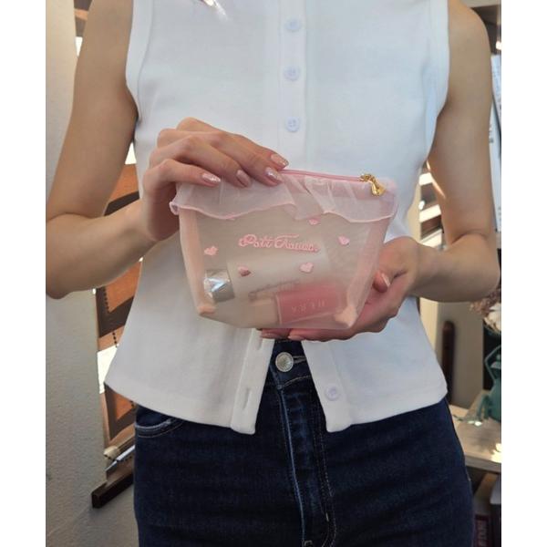 『タイムセール実施中』ZOZO問い合わせ番号:105546502ショップ:wears，ウェアーズブランド:Loco Ocean，ロコオーシャン商品名:【シアー素材】ハート柄刺繍 フリル /  マルチポーチ アクセサリーポーチ メイクポーチカ...