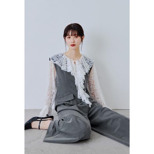 ZOZO問い合わせ番号:105546539ショップ:bflat，ビーフラットブランド:niana，ニアナ，ANDRESD，アンドレスド商品名:レースラッフルオールインワンドレス 2点セット パンツドレス セットアップ 結婚式 成人式 二次会...