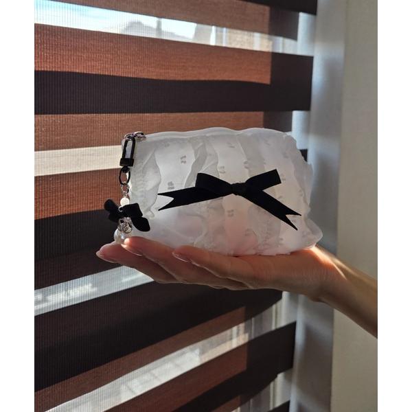 『タイムセール実施中』ZOZO問い合わせ番号:105546836ショップ:wears，ウェアーズブランド:Loco Ocean，ロコオーシャン商品名:【総フリル】リボン マチあり / ミニポーチ メイクポーチ マルチポーチカテゴリ:財布/小...