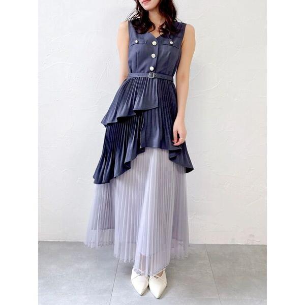 ZOZO問い合わせ番号:105547253ショップ:dazzlin，ダズリンブランド:dazzlin，ダズリン商品名:アシメプリーツジレワンピースカテゴリ:ワンピース/ドレス>ワンピースブランド品番:022630300801素材:表地...