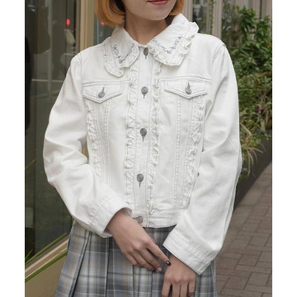 ZOZO問い合わせ番号:105547515ショップ:axes femme，アクシーズファムブランド:axes femme，アクシーズファム商品名:ローズ刺繍フリルデニムジャケットカテゴリ:ジャケット/アウター>その他アウターブランド品...