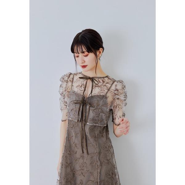 ZOZO問い合わせ番号:105548138ショップ:bflat，ビーフラットブランド:niana，ニアナ商品名:シアーレースボレロセットドレス 2点セット キャミワンピース 結婚式 成人式 二次会 同窓会 入学式 卒業式 パーティードレス ...