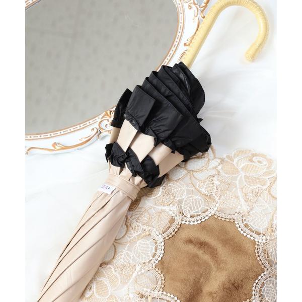 ZOZO問い合わせ番号:105548551ショップ:FUNALIVE，ファンアライブブランド:KIZAWA，キザワ，FUNALIVE，ファンアライブ商品名:KIZAWA ショート丈日傘 50cm ラタンハンドル 深張 ダブルフリルカテゴリ:...