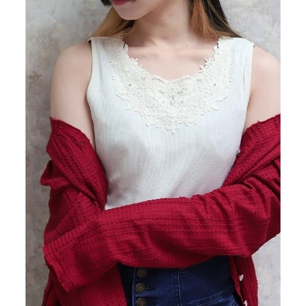 ZOZO問い合わせ番号:105548581ショップ:axes femme，アクシーズファムブランド:axes femme，アクシーズファム商品名:吸水速乾モチーフレースタンクカテゴリ:トップス>タンクトップブランド品番:TS1X357...