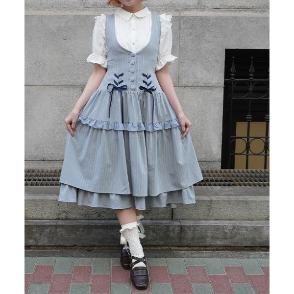 ZOZO問い合わせ番号:105548583ショップ:axes femme，アクシーズファムブランド:axes femme POETIQUE，アクシーズファムポエティック商品名:ダブルリボンストライプＪＳＫカテゴリ:ワンピース/ドレス>...