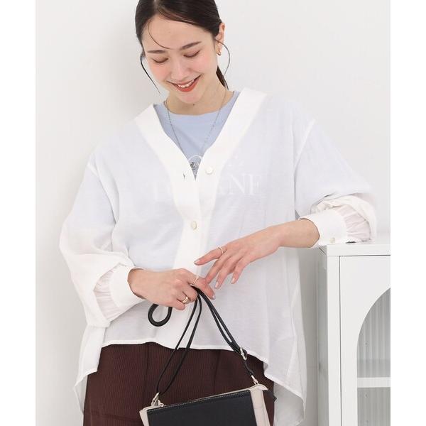 ZOZO問い合わせ番号:105548708ショップ:SHOO・LA・RUE，シューラルーブランド:SHOO・LA・RUE，シューラルー商品名:【S-LL/体型カバー/Aライン】身体のラインを拾いにくい シアーシャツカーディガンカテゴリ:トッ...