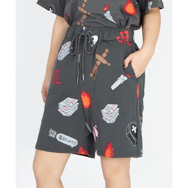 ZOZO問い合わせ番号:105548802ショップ:PUNYUS，プニュズブランド:PUNYUS，プニュズ商品名:【新サイズ】天国と地獄総柄スウェットショーパンカテゴリ:パンツ>スウェットパンツブランド品番:PN25SS-001-3-...