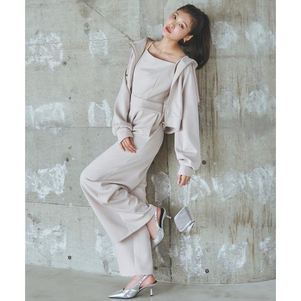 ZOZO問い合わせ番号:105548832ショップ:AND COUTURE，アンドクチュールブランド:AND COUTURE，アンドクチュール商品名:刺繍パーカー×オールインワンカテゴリ:オールインワン・サロペット>つなぎ/オールイン...