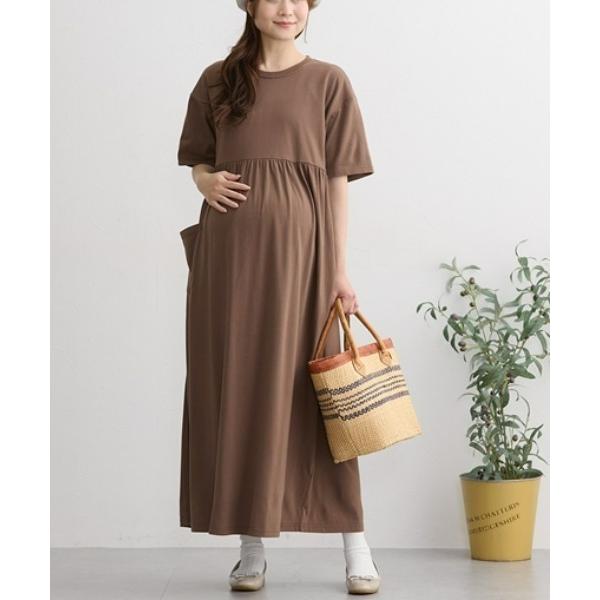 『タイムセール実施中』ZOZO問い合わせ番号:105549108ショップ:nissen，ニッセンブランド:QUNTSTYLE，キュントスタイル商品名:マタニティウェア　ウエストギャザー半袖ワンピースカテゴリ:ママ＆ベビー>マタニティウ...