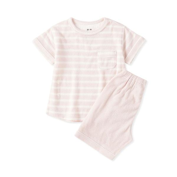 ZOZO問い合わせ番号:105549197ショップ:無印良品，ムジルシリョウヒンブランド:無印良品，ムジルシリョウヒン商品名:ベビー　着るタオル　両面パイル　半袖ルームウェアセットカテゴリ:ルームウェア>ルームウェア/パジャマブランド...