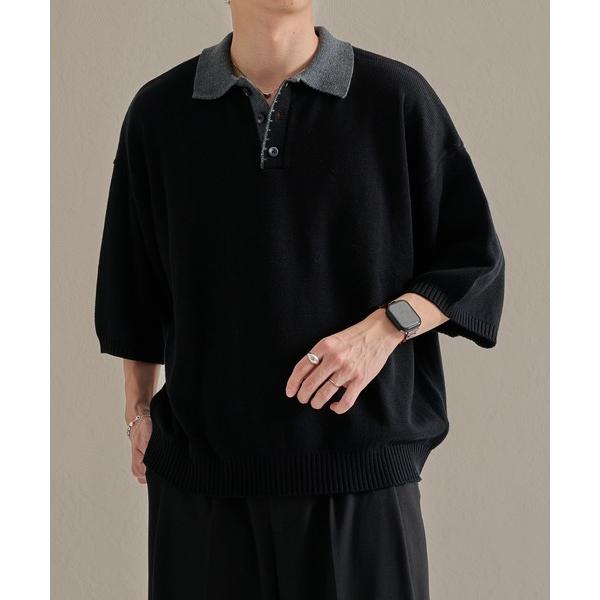 ZOZO問い合わせ番号:105550713ショップ:epnok，エプノックブランド:epnok，エプノック商品名:バイカラールーズ半袖ニットポロカテゴリ:トップス>ニット/セーターブランド品番:659612素材:本体 アクリル 56 ...