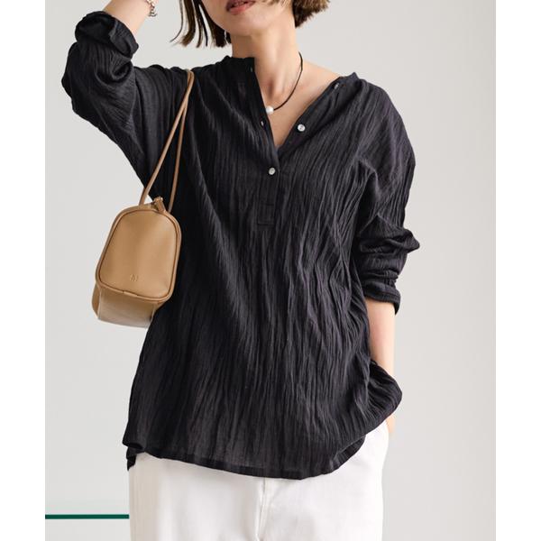 ZOZO問い合わせ番号:105550921ショップ:Spick &amp; Span，スピック アンド スパンブランド:FRAMeWORK，フレームワーク商品名:LINENmixクレープヘンリーネックブラウスカテゴリ:トップス>シャツ...