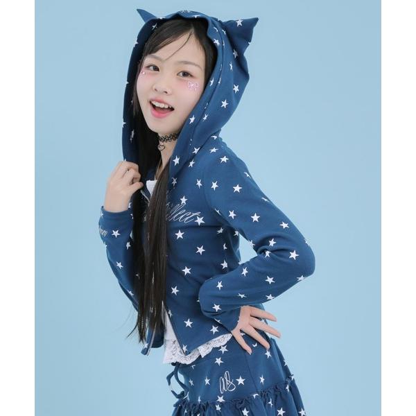 ZOZO問い合わせ番号:105586452ショップ:ANAP，アナップブランド:ANAP GiRL，アナップガール商品名:アソート柄 ネコミミ 付 ダブル ジップ カット パーカー【セットアップ対応】カテゴリ:トップス>パーカーブラン...