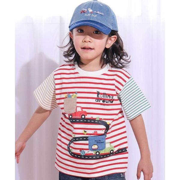 『タイムセール実施中』ZOZO問い合わせ番号:105586834ショップ:BEBE ONLINE STORE，ベベ オンラインストアブランド:SLAP SLIP，スラップスリップ商品名:乗り物モチーフポケットボーダー柄半袖Tシャツ(80~1...