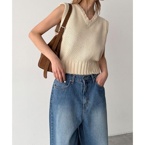 『タイムセール実施中』ZOZO問い合わせ番号:105588086ショップ:CANAL JEAN，キャナルジーンブランド:CANAL JEAN，キャナルジーン，El mar，エルマール商品名:El mar　かのこ編みニットベストカテゴリ:トッ...