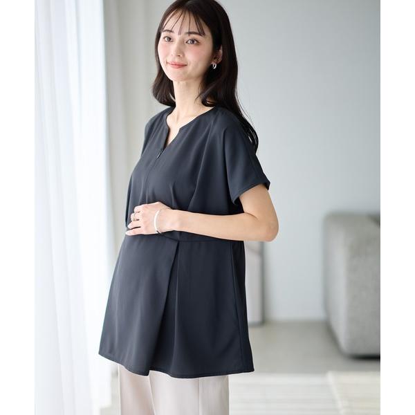 ZOZO問い合わせ番号:105588284ショップ:cross marche，クロスマルシェブランド:Rosemadame，ローズマダム商品名:【 汗染み防止・UVカット・遮熱】ウエストタック ペプラムブラウス  (マタニティ＆授乳服）授乳...