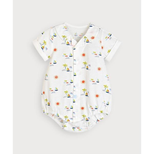 ※このアイテムは返品・交換対象外商品です。ZOZO問い合わせ番号:105589861ショップ:moimoln，モイモルンブランド:moimoln，モイモルン商品名:アイランドメッシュ襟付き半袖ボディスーツカテゴリ:ママ＆ベビー>ロンパ...