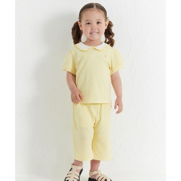 ZOZO問い合わせ番号:105590030ショップ:moimoln，モイモルンブランド:moimoln，モイモルン商品名:【セットアップ】フリルカラー半袖トップス＆七分丈パンツカテゴリ:ジャケット/アウター>セットアップブランド品番:...